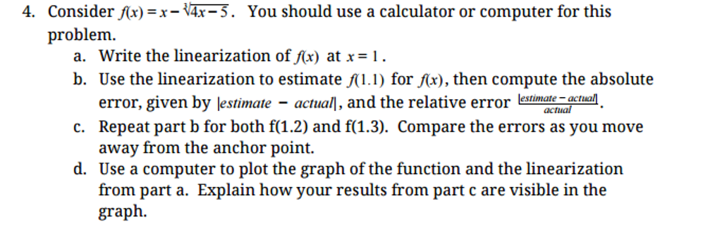Solved Consider f(x) = x - 3 squareroot 4x - 5. You should | Chegg.com