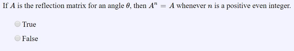 Solved If A is the reflection matrix for an angle theta, | Chegg.com