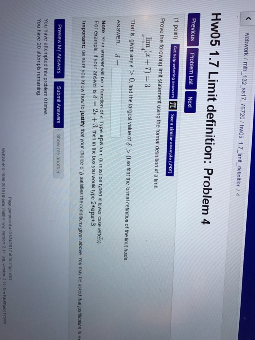 Solved Prove the following limit statement using the formal | Chegg.com