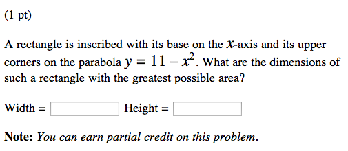 Solved A rectangle is inscribed with its base on the X-axis | Chegg.com