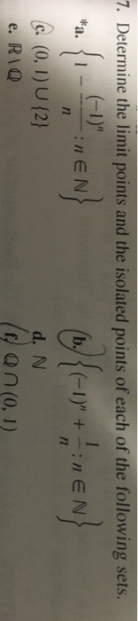 Solved Determine the limit points and the isolated points of | Chegg.com