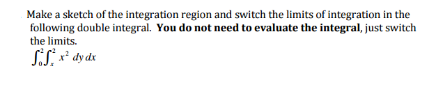 Solved Make a sketch of the integration region and switch | Chegg.com