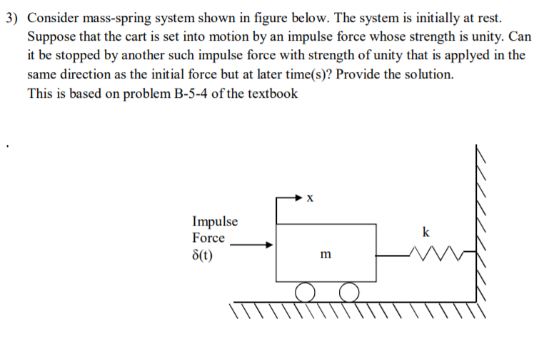 Solved 3) Consider mass-spring system shown in figure below. | Chegg.com