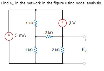 Solved Find Vo in the network in the figure using nodal | Chegg.com