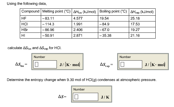 Solved Using the following data, calculate Delta Sfus and | Chegg.com