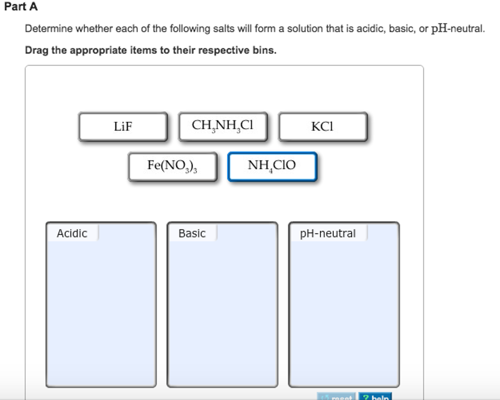 Solved Determine whether each of the following salts will | Chegg.com