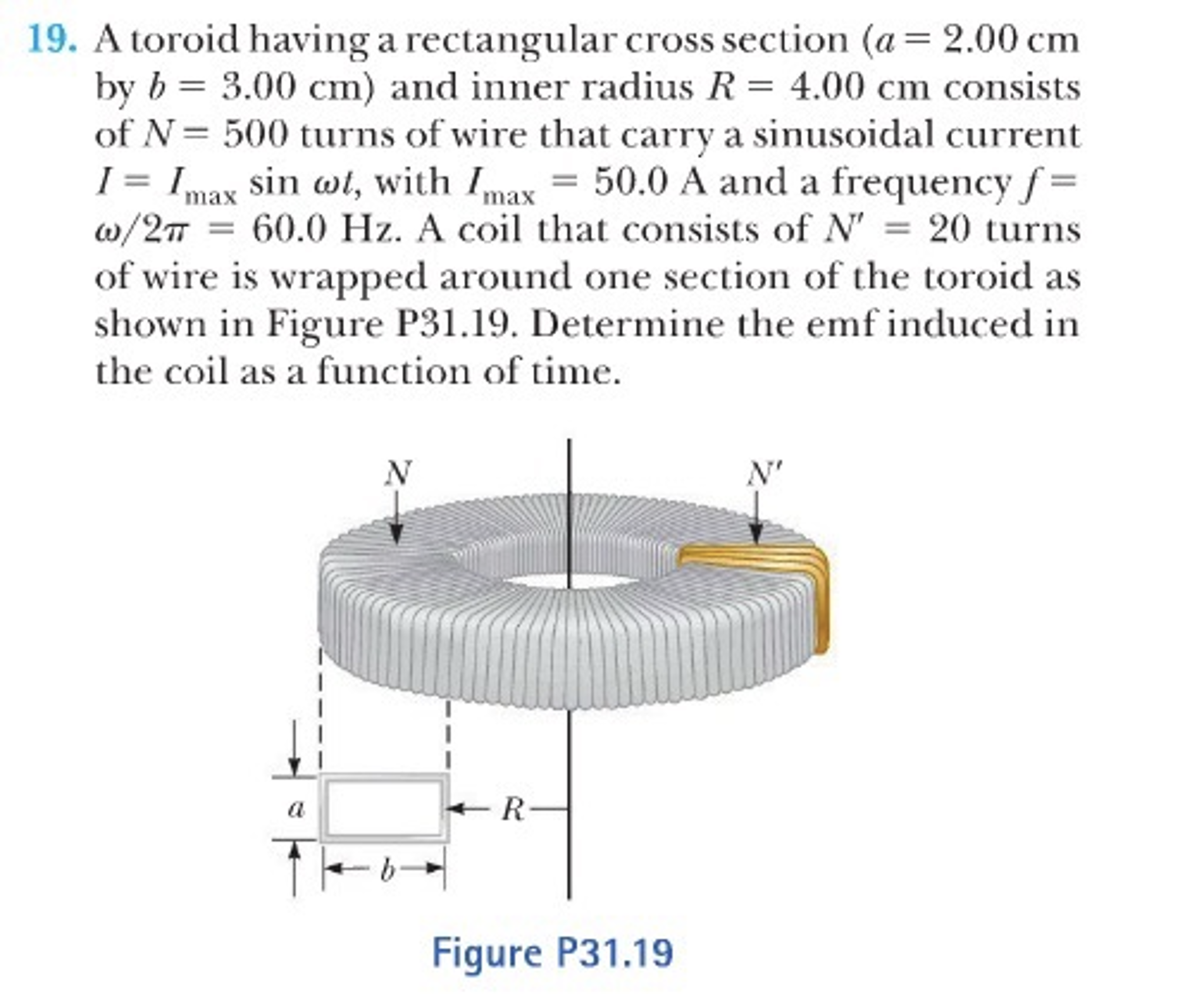 Solved A toroid having a rectangular cross section (a = 2.00 | Chegg.com