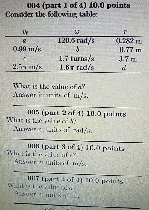 Solved 004 (part 1 of 4) 10.0 points Consider the following | Chegg.com