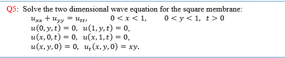 Solved Solve the two dimensional wave equation for the | Chegg.com
