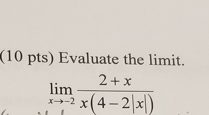 Solved Evaluate the limit. lim_x rightarrow -2 2 + x/x(4 - | Chegg.com