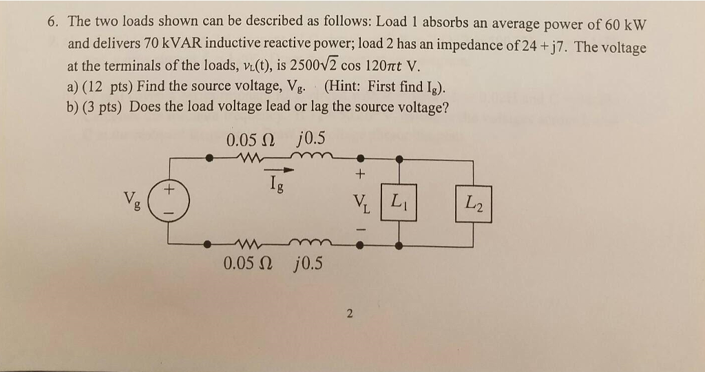 Solved The two loads shown can be described as follows: Load | Chegg.com