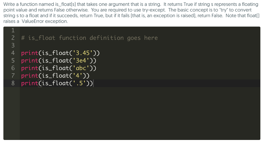 Solved Write A Function Named Is Float[s That Takes One
