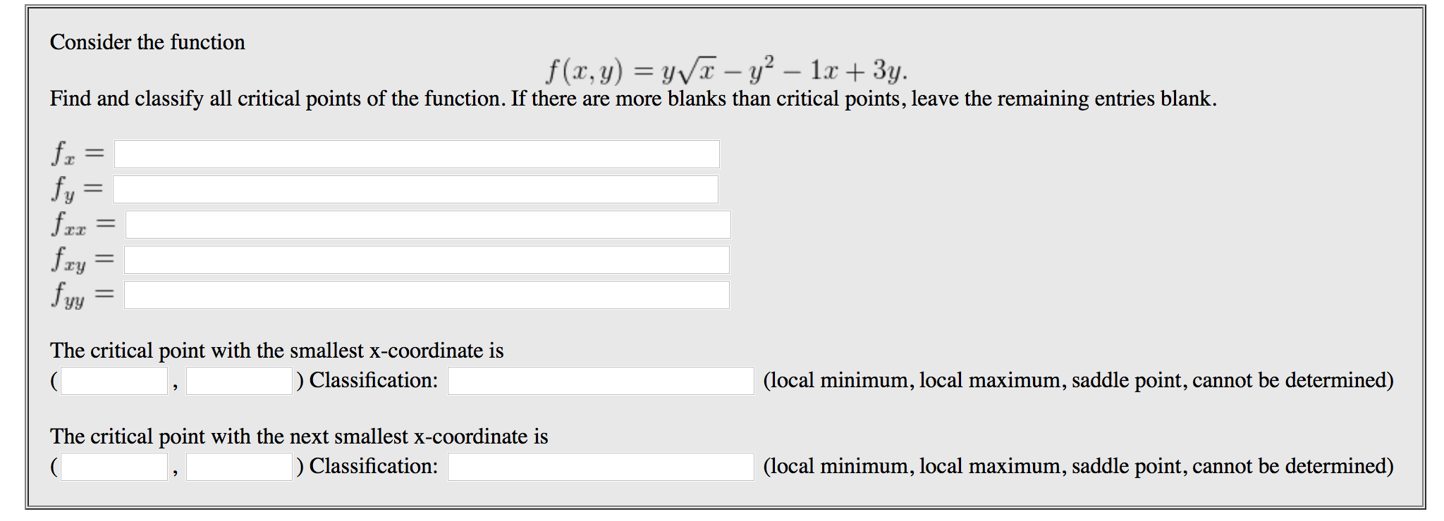 Solved Consider the function Find and classify all critical | Chegg.com