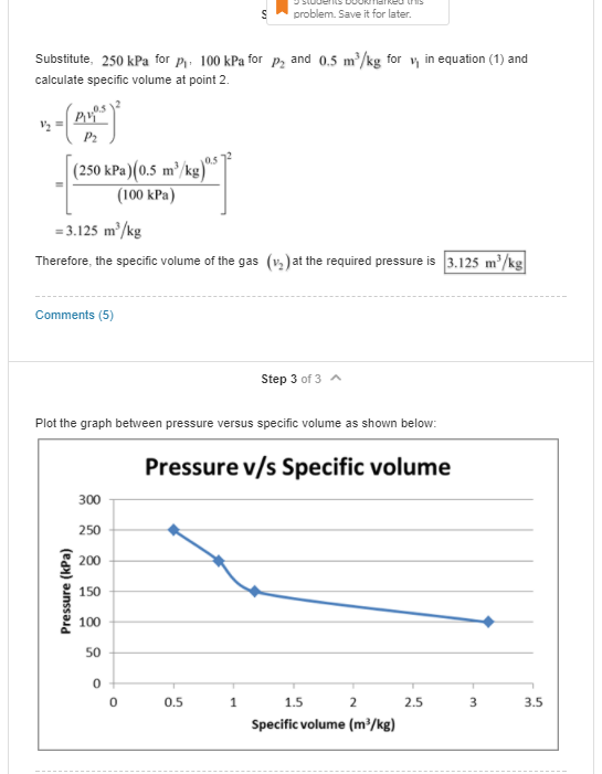 Solved Using Specific Volume, Volume, and Pressure Three kg | Chegg.com