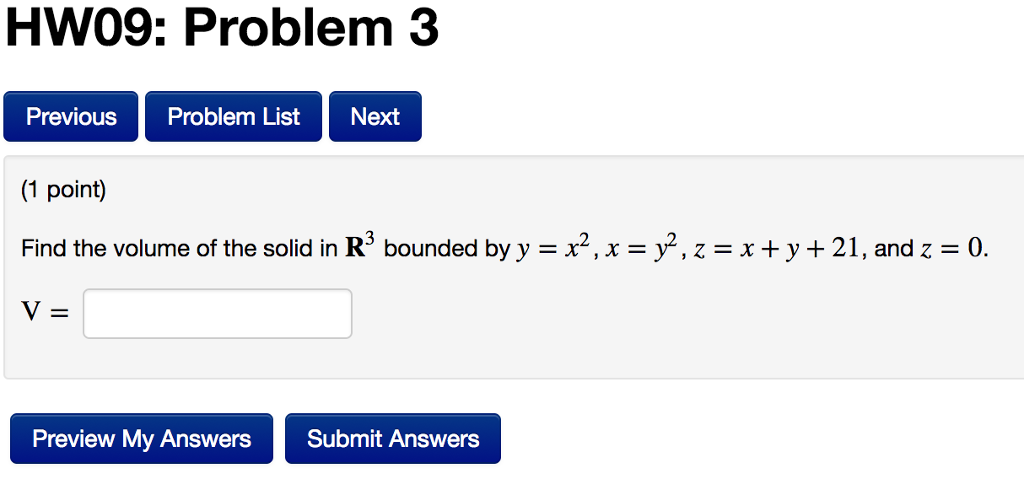 Solved HW09: Problem 3 Previous Problem List Next (1 point) | Chegg.com