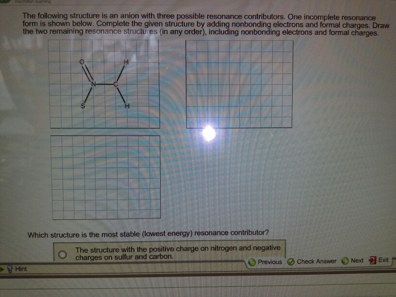 Solved The following structure is an anion with three | Chegg.com