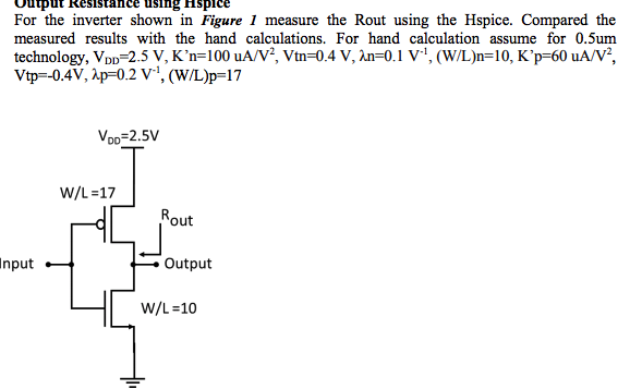 Ouiput Resistance using Hspice For the inverter shown | Chegg.com