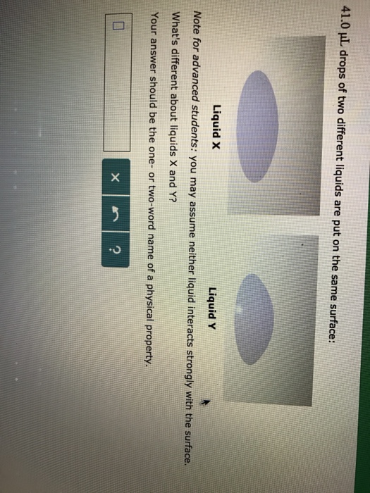 Solved 41.0 mu L drops of two different liquids are put on | Chegg.com