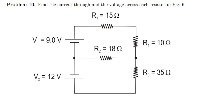 Solved Find the current through and the voltage across each | Chegg.com