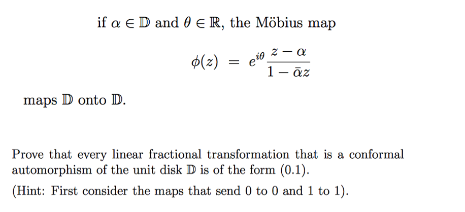 Solved if α E D and θ E R, the Mobius map 《X2, maps D onto | Chegg.com