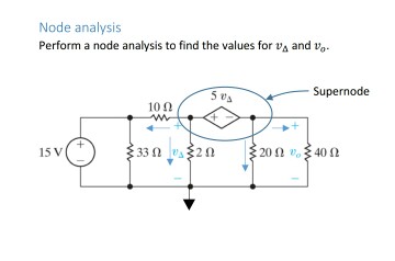 Solved Perform a node analysis to find the values for | Chegg.com