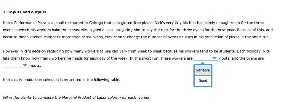 Solved Nick's Performance Pizza is a small restaurant in | Chegg.com Solved Nick's Performance Pizza is a small restaurant in | Chegg.com