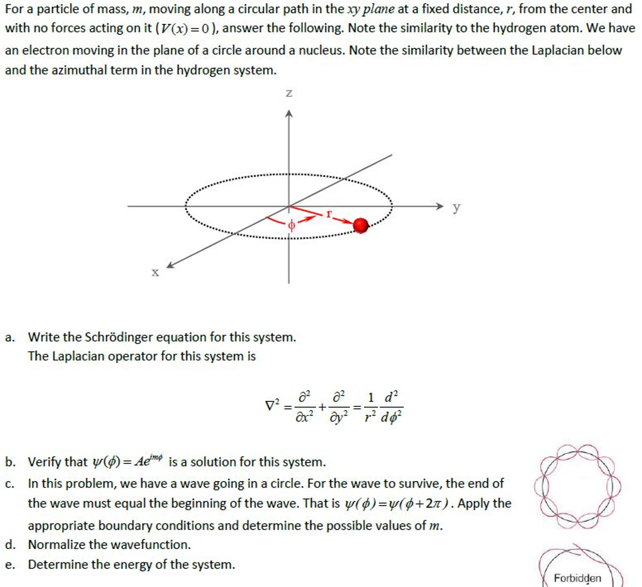 For a particle of mass, m, moving along a circular | Chegg.com