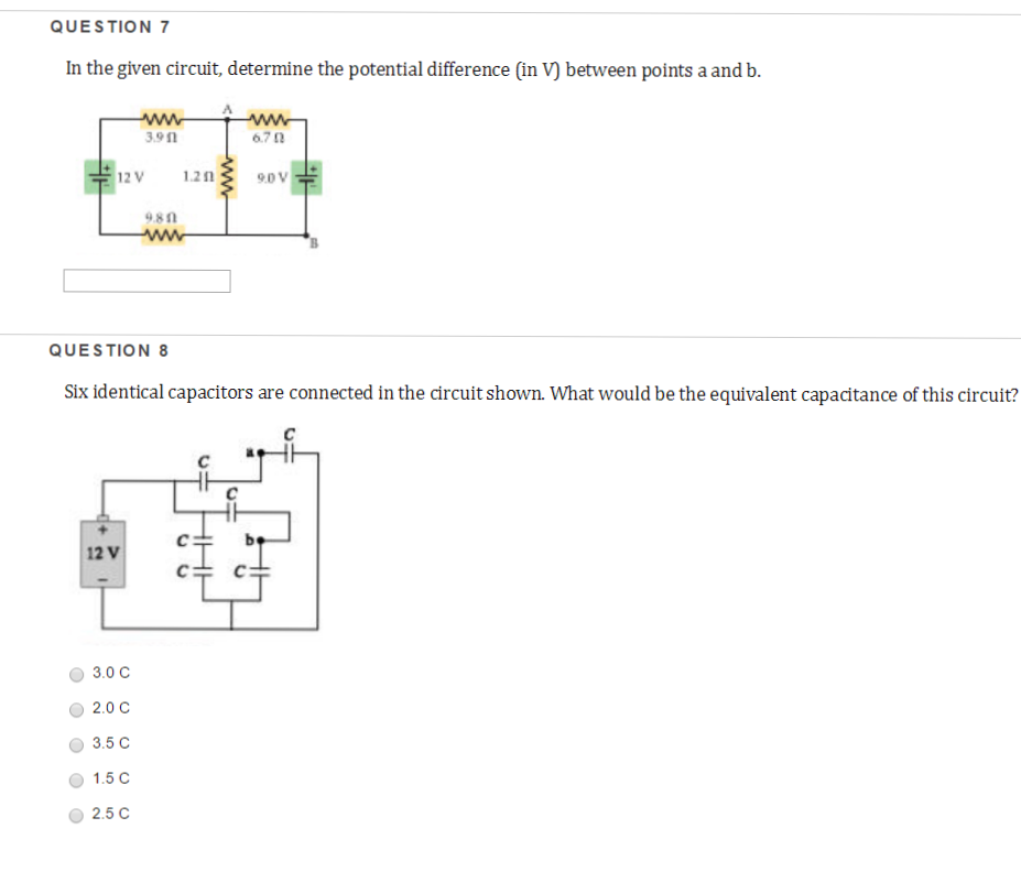 Solved In the given circuit, determine the potential | Chegg.com