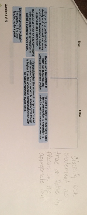 Solved Classify each statement as true or false by placing | Chegg.com