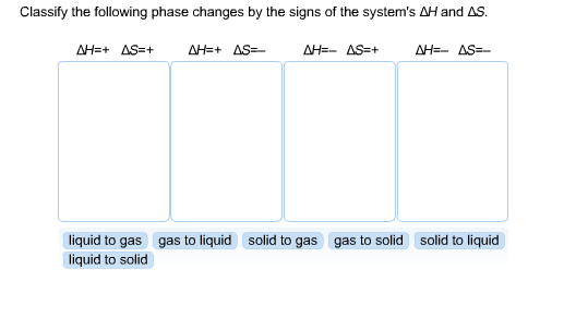 Solved Classify the following phase changes by the signs of | Chegg.com