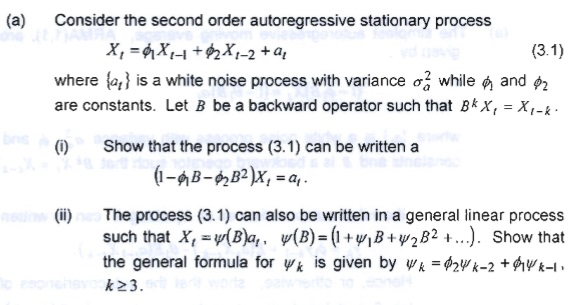 Solved a) Consider the second order autoregressive | Chegg.com