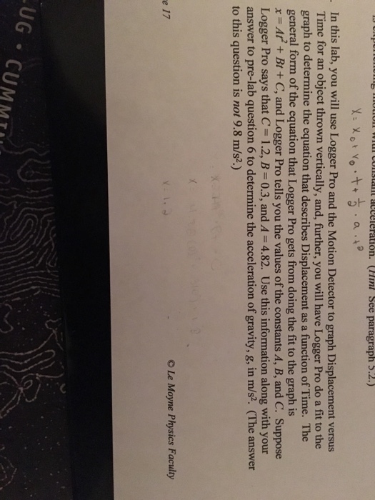 Solved In this lab, you will use Logger Pro and the Motion | Chegg.com