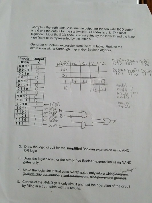 Solved 1. Complete the truth table. Assume the output for | Chegg.com