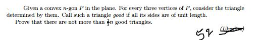 Solved Given a convex n-gon P in the plane. For every three | Chegg.com
