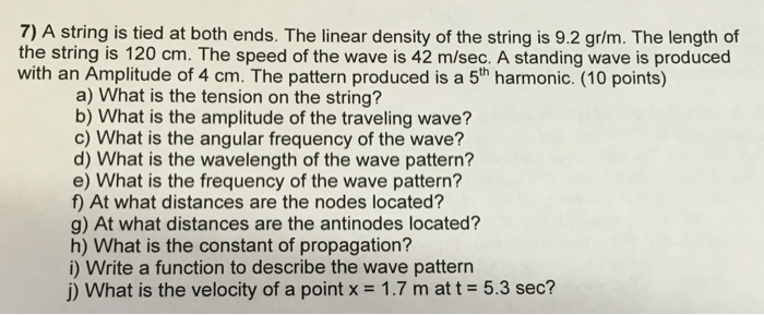 Solved A string is tied at both ends. The linear density of | Chegg.com