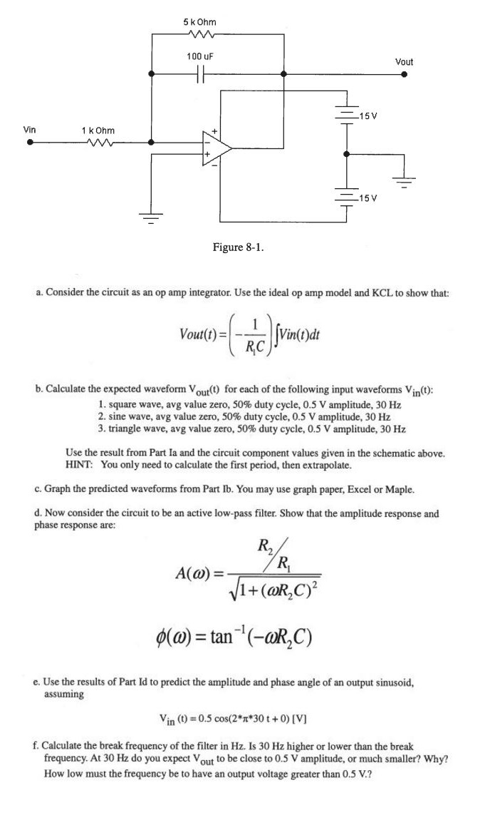 Solved Consider the circuit as an op amp integrator. Use the | Chegg.com