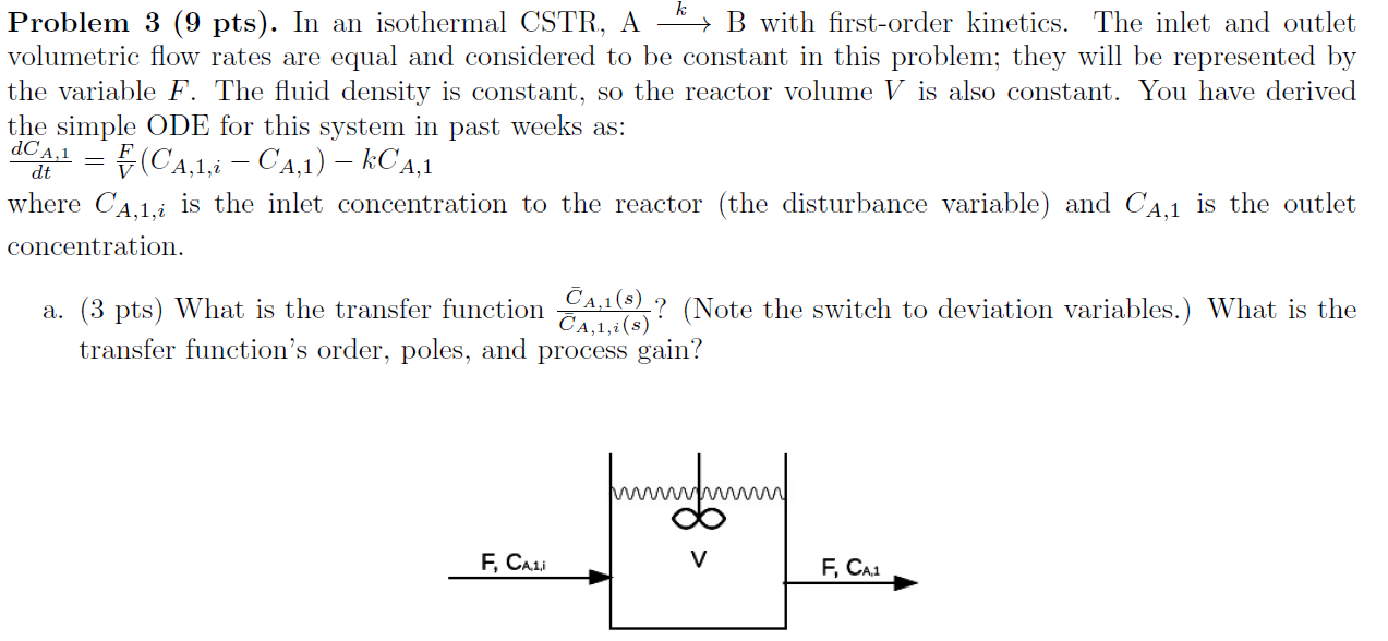 3a Transfer Function In Cstr Please Provide