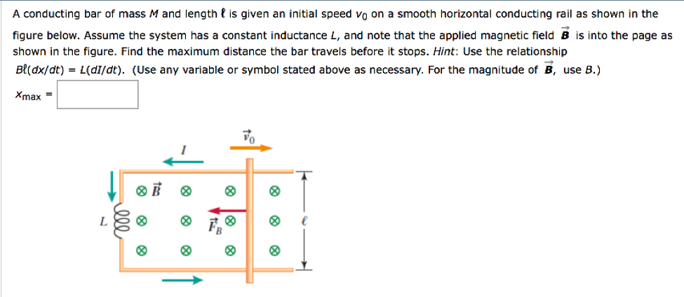 Solved A conducting bar of mass M and length l is given an | Chegg.com