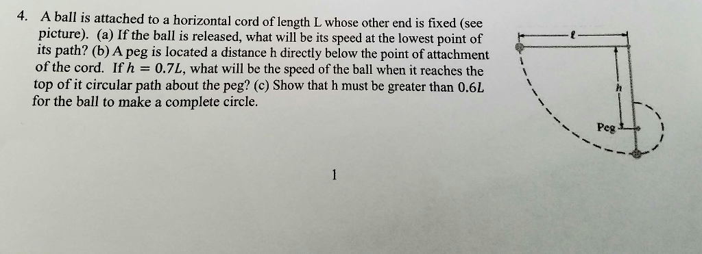 Solved A ball is attached to a horizontal cord of length L | Chegg.com