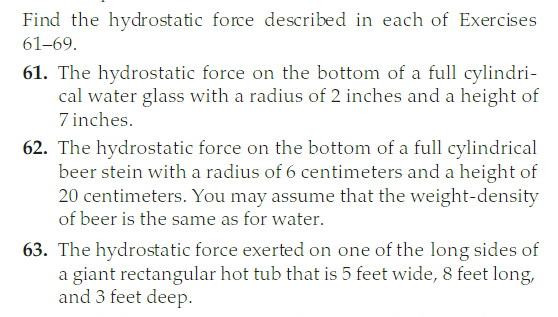 Solved Find the hydrostatic force described in each of | Chegg.com