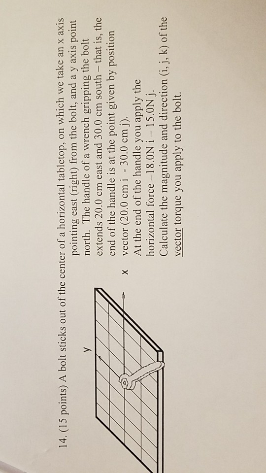 Solved 14. (15 points) A bolt sticks out of the center of a | Chegg.com