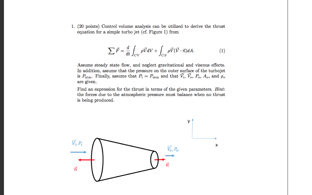 Solved 1. (20 points) Control volume analysis can be | Chegg.com