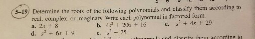 Solved determine the roots of the following polynomials and | Chegg.com