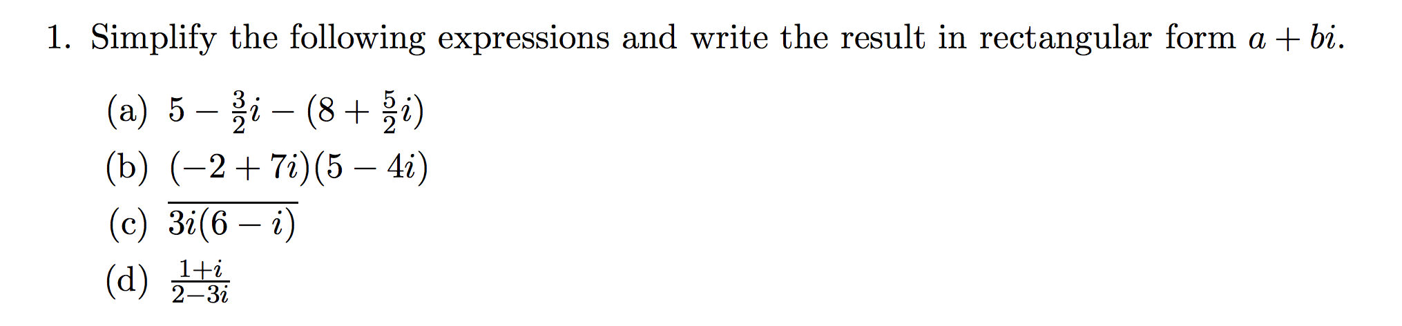 Solved Simplify the following expressions and write the | Chegg.com