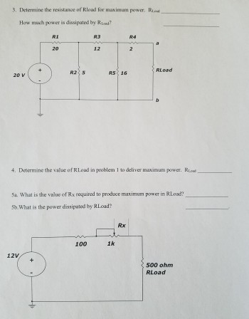 Solved Determine the resistance of Rload for maximum power, | Chegg.com