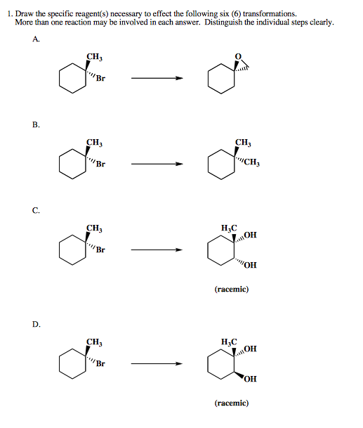 Solved Draw the specific reagent(s) necessary to effect the | Chegg.com