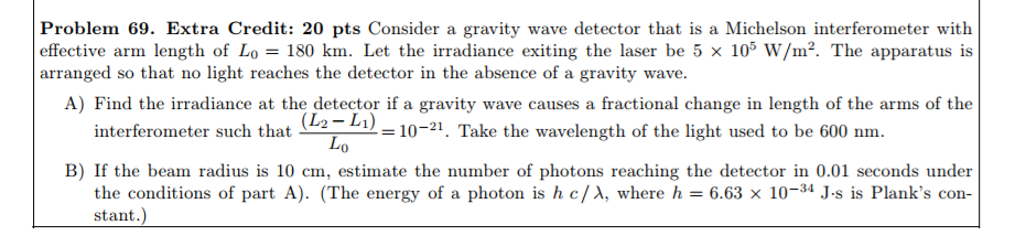 Solved Problem 69. Extra Credit: 20 pts Consider a gravity | Chegg.com