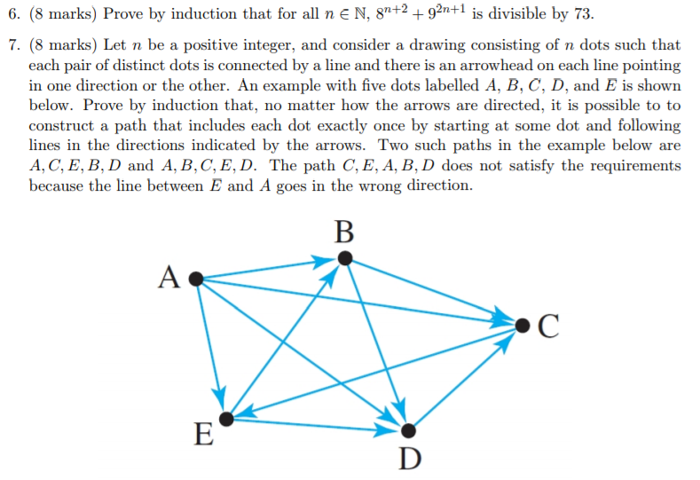 Solved 6. (8 marks) Prove by induction that for all n E N, | Chegg.com
