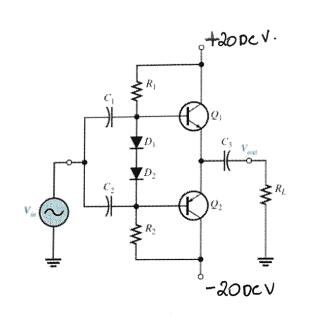 Solved Assume a supply voltage of ± 20 Vdc, transistor ?ac = | Chegg.com
