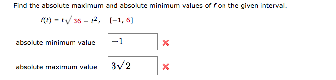Solved Find the absolute maximum and absolute minimum values | Chegg.com